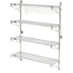 nexel poly-green wall mount wire shelving, 72"w x 14"d x 63"h 4-shelf starter