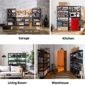 5-Tier Adjustable Garage Shelving Unit, Heavy Duty Storage Shelves, Metal Steel Organizer Rack for Warehouse Basement Kitchen Living Room, 30 x 70 x 150cm