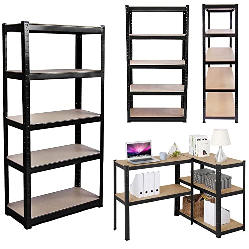 5-Tier Adjustable Garage Shelving Unit, Heavy Duty Storage Shelves, Metal Steel Organizer Rack for Warehouse Basement Kitchen Living Room, 30 x 70 x 150cm