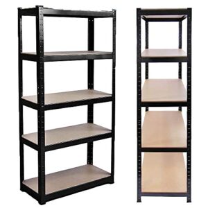 yinf 5-tier metal shelving unit adjustable garage storage utility rack heavy duty shelves organization multipurpose shelf warehouse basement kitchen living room 27.5" l x 11.8" w x 59" h, 1 pack