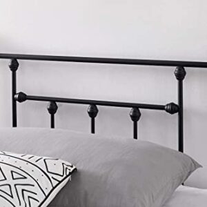 VECELO Twin Size Metal Platform Bed Frame with Headboard and Footboard, Sturdy Steel Slat Support/No Box Spring Needed Mattress Foundation/Easy Assemble，Victorian Style,Matte Black