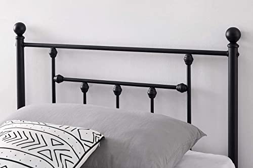 VECELO Twin Size Metal Platform Bed Frame with Headboard and Footboard, Sturdy Steel Slat Support/No Box Spring Needed Mattress Foundation/Easy Assemble，Victorian Style,Matte Black