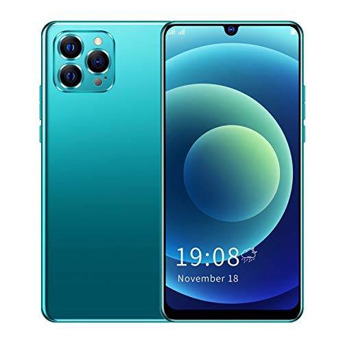 ip12 Pro MAX Unlocked Smartphone for Android 8.1, 6.26in 1+8GB HD Screen Cell Phone Dual Card Dual Standby Smart Phone,Face ID Recognition,2MP+2MP,128GB of Expandable Storage Mobile Phone(Green)