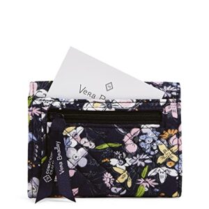 Vera Bradley Women's Cotton Riley Compact Wallet With RFID Protection, Bloom Boom Navy - Recycled Cotton, One Size