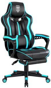 vonesse gaming chairs for adults gaming chair with footrest gamer chair with massage reclining computer gaming chair big and tall for heavy people ergonomic computer game chair lumbar support(cyan)