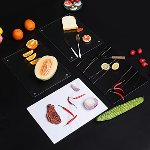 Murrey Home Tempered Glass Cutting Boards for Kitchen Dishwasher Safe, Rectangle Chopping Board with Rubber Feet, Small Frosted Countertop Tray, Heat Resistant, Non-Slip 15.7"x11.8"