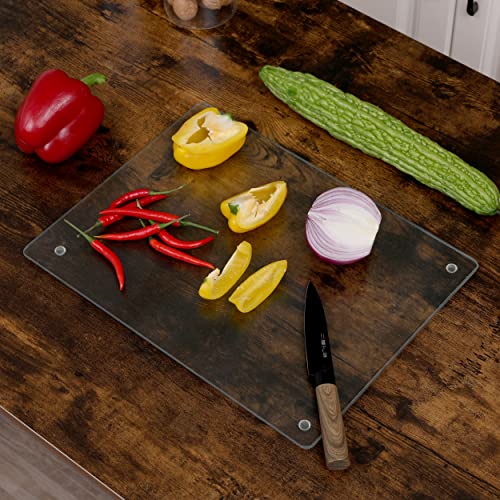 Murrey Home Tempered Glass Cutting Boards for Kitchen Dishwasher Safe, Rectangle Chopping Board with Rubber Feet, Small Frosted Countertop Tray, Heat Resistant, Non-Slip 15.7"x11.8"