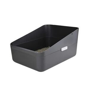 sfozstra open litter box,prevent sand leakage, durable high side sifting litter box for small cats,secure and odor litter box, removable litter box, easy to clean (dark grey small)