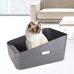 Sfozstra Open Litter Box,Prevent Sand Leakage, Durable High Side Sifting Litter Box for Small Cats,Secure and Odor Litter Box, Removable Litter Box, Easy to Clean (Dark Grey Small)