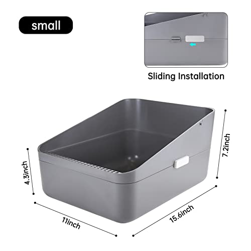 Sfozstra Open Litter Box,Prevent Sand Leakage, Durable High Side Sifting Litter Box for Small Cats,Secure and Odor Litter Box, Removable Litter Box, Easy to Clean (Dark Grey Small)