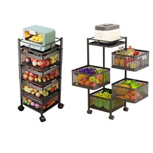 kunghei 31" rotating kitchen storage rack organization shelf floor living room multi-layer movable fruit vegetable storage rack snack stand household shelf metal unit bathroom toilet organizer