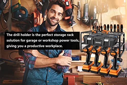 Power Tool Organizer, Drill Holder Wall Mount, Power Tool Storage Rack With Removable Design, Garage Heavy Duty Tool Shelf for Cordless Drill Storage, Gifts for Men/Dad/Grandfather