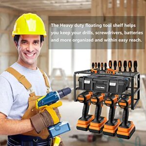 Power Tool Organizer, Drill Holder Wall Mount, Power Tool Storage Rack With Removable Design, Garage Heavy Duty Tool Shelf for Cordless Drill Storage, Gifts for Men/Dad/Grandfather