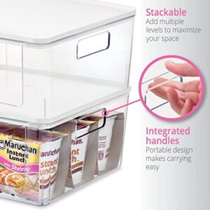 Rosanna Pansino x iDesign Recycled Plastic Open Front Kitchen Storage Bin with Lid, Clear Bin/Marshmallow Lid, 12” x 12” x 6”