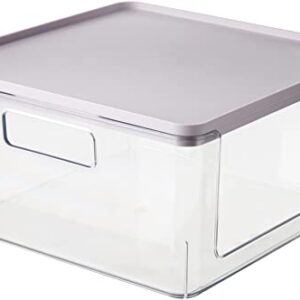 Rosanna Pansino x iDesign Recycled Plastic Open Front Kitchen Storage Bin with Lid, Clear Bin/Lavender Sprinkles Lid, 12” x 12” x 6”