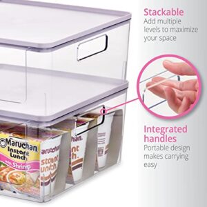 Rosanna Pansino x iDesign Recycled Plastic Open Front Kitchen Storage Bin with Lid, Clear Bin/Lavender Sprinkles Lid, 12” x 12” x 6”