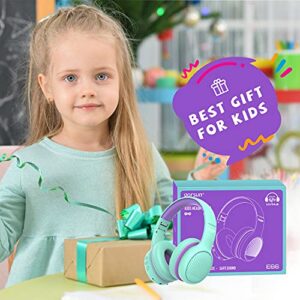 gorsun Premium Kids Headphones with 85/94dB Volume Limited, Wireless Headphones for Kids for School, Kids Bluetooth Headphones Over Ear with Built-in Microphone, Wired/Wireless, Adjustable (Green)