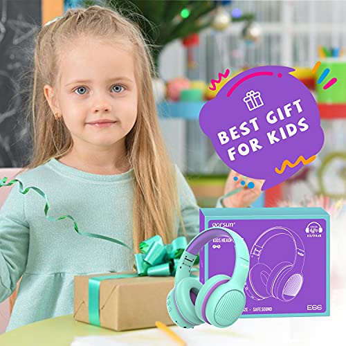 gorsun Premium Kids Headphones with 85/94dB Volume Limited, Wireless Headphones for Kids for School, Kids Bluetooth Headphones Over Ear with Built-in Microphone, Wired/Wireless, Adjustable (Green)