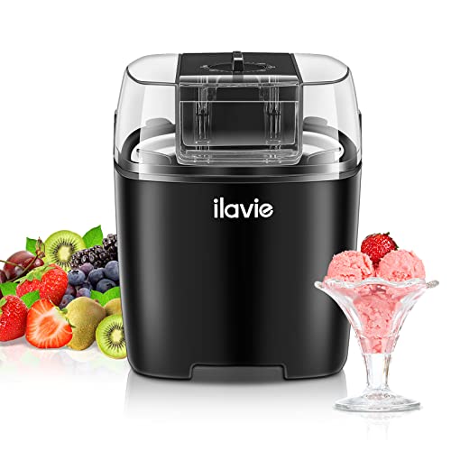 ILAVIE Ice Cream Maker Machine Soft Serve, Frozen Yogurt,Sorbet Gelato Maker and Auto Shut-off Timer, 1.5L Large Capacity Removable Inner Bowl, BPA-free, Healthy Homemade DIY Food