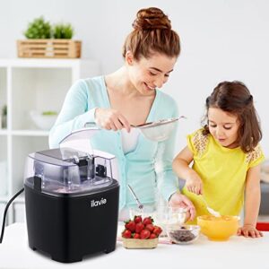 ILAVIE Ice Cream Maker Machine Soft Serve, Frozen Yogurt,Sorbet Gelato Maker and Auto Shut-off Timer, 1.5L Large Capacity Removable Inner Bowl, BPA-free, Healthy Homemade DIY Food