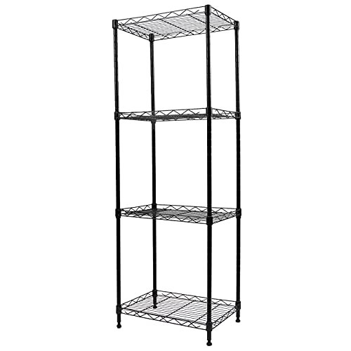 REGILLER 4-Tier Wire Shelving Unit Metal Storage Rack Adjustable Organizer Perfect for Pantry Laundry Bathroom Kitchen Closet Organization (Dark, 16.9L x 12W x 50H)