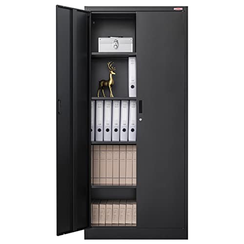 BESFUR Metal Storage Cabinet 71-inch Tall, Large Garage Locker with Adjustable Shelves & Locking Doors, Steel File Cabinet for Office, Pantry, Home (Black)