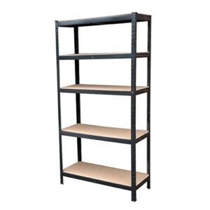 5-shelf adjustable heavy duty storage shelving unit, metal steel shelf rack for kitchen garage pantry organization, black (40 x 90 x 180cm)