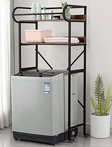 Piklomo 2-Tier Bathroom Room Shelf Washing Machine Storage Utility Rack Over The Toilet Washer Dryer Storage Shelf Bathroom Organizer Rack Space Saving Shelving Units