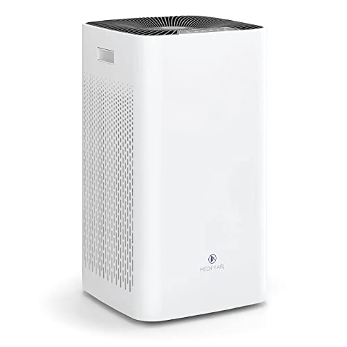 Medify MA-112-UV Air Purifier with True HEPA H14 Filter + UV Light | 2500 sq ft Coverage | for Allergens, Wildfire Smoke, Dust, Odors, Pollen, Pets | Quiet 99.7% Removal to 0.1 Microns | White, 1-Pack