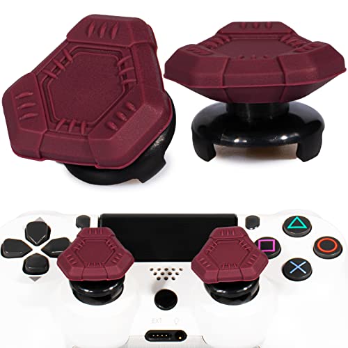 Playrealm FPS Thumbstick Extender & Texture Rubber Silicone Grip Cover 2 Sets for PS5 Dualsenese & PS4 Controller (UFO Red)