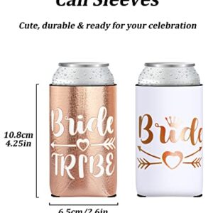 Bachelorette Party Decorations-1 White Bride Wedding Can Cooler and 10 Rose Gold Bride Tribe Can Coolers Bachelorette Party Supplies for Wedding,Bridal Shower Party, Bride Tribe Gifts (11pcs)