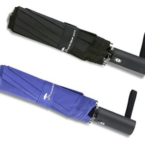 SY COMPACT Travel Umbrella 2 PACKS Automatic Windproof Folding Compact Umbrellas (Black + Blue)