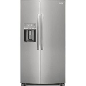 frigidaire grss2652af 36" gallery series freestanding side by side refrigerator with 25.6 cu. ft. capacity, 3 glass shelves, crisper drawer, ice maker, energy star certified in stainless steel