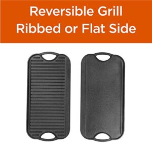 Commercial CHEF Cast Iron Griddle, Reversible Grill Griddle with Dual Handles for Stove, Oven and Outdoors