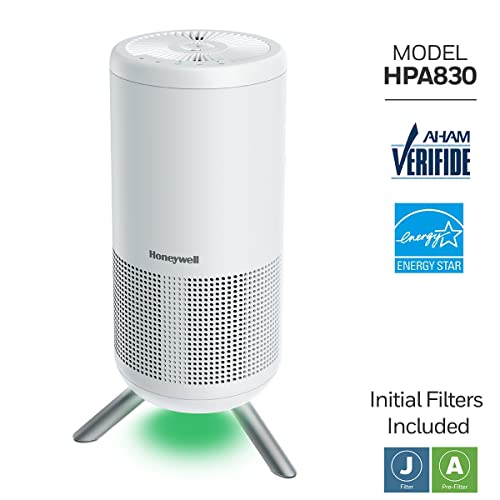 Honeywell Designer UltraQuiet Technology HEPA Air Purifier Tower, Medium-Large Room (190 sq ft) White – Features Intelligent Auto Mode - Wildfire, Smoke and Airborne Allergen Air Purifier, HPA830