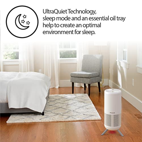 Honeywell Designer UltraQuiet Technology HEPA Air Purifier Tower, Medium-Large Room (190 sq ft) White – Features Intelligent Auto Mode - Wildfire, Smoke and Airborne Allergen Air Purifier, HPA830