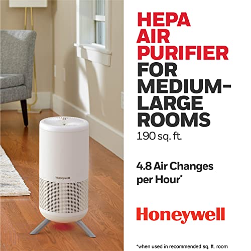 Honeywell Designer UltraQuiet Technology HEPA Air Purifier Tower, Medium-Large Room (190 sq ft) White – Features Intelligent Auto Mode - Wildfire, Smoke and Airborne Allergen Air Purifier, HPA830