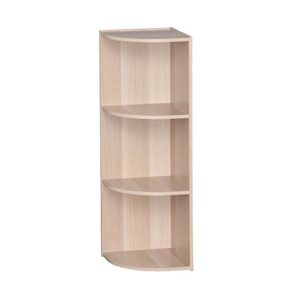 IRIS USA Small Spaces Wood, Bookshelf Storage Display Standing Shelf, Bookcase, 3-Tier Round Corner, Natural