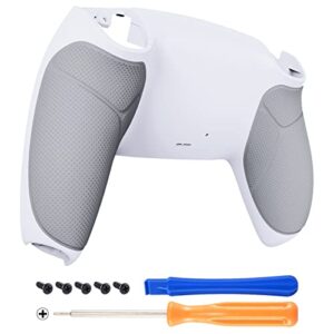 extremerate white performance rubberized grip custom back housing bottom shell compatible with ps5 controller, replacement back shell cover compatible with ps5 controller