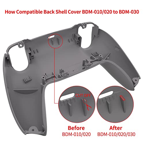 eXtremeRate White Performance Rubberized Grip Custom Back Housing Bottom Shell Compatible with ps5 Controller, Replacement Back Shell Cover Compatible with ps5 Controller