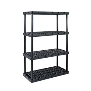 gracious living 4 shelf knect-a-shelf ventilated heavy duty storage unit 36 x 18 x 54.5 organizer system for home, garage, basement & laundry, black