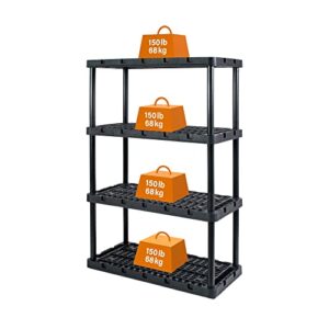 Gracious Living 4 Shelf Knect-A-Shelf Ventilated Heavy Duty Storage Unit 36 x 18 x 54.5 Organizer System for Home, Garage, Basement & Laundry, Black