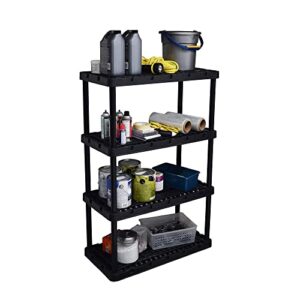 Gracious Living 4 Shelf Knect-A-Shelf Ventilated Heavy Duty Storage Unit 36 x 18 x 54.5 Organizer System for Home, Garage, Basement & Laundry, Black