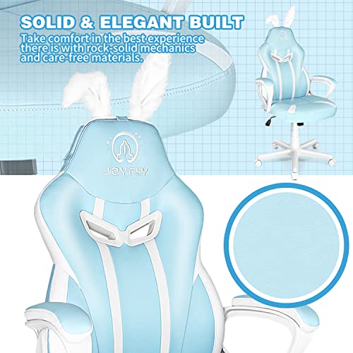 JOYFLY Gaming Computer Chair for Girls Teens, Ergonomic PC Office Kawaii Gamer Chair with Lumbar Support for Women（Light Blue）