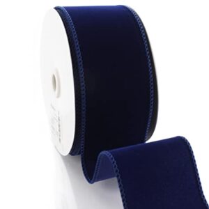 Ribbon Traditions 2.5" Wired Suede Velvet Ribbon Dusty Blue - 10 Yards