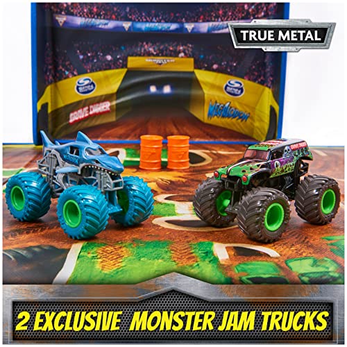 Monster Jam, Ultimate Arena Playmat with 2 Exclusive Die-Cast Monster Trucks, Megalodon and Grave Digger, 20 Accessories, Kids Toys for Boys and Girls Ages 3 and up (Amazon Exclusive)