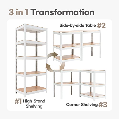 HOMEDANT House 5 Tier Laminated Metal Shelving Unit Adjustable Storage Utility Rack Heavy Duty Shelves Organization Multipurpose Shelf Kitchen Garage Pantry Closet 24.4" W x 16.5" D x 59.5" H 1 Pack