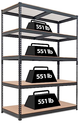 HOMEDANT Z-beam 5 Tier Laminated Heavy Duty Garage Storage Adjustable Wide Size Metal Shelving Unit Utility Rack Shelves Organization Multipurpose Shelf Shed Warehouse 47.7"W x 24.1"D x 71.3"H 1Pack