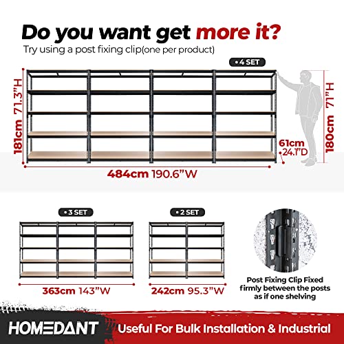 HOMEDANT Z-beam 5 Tier Laminated Heavy Duty Garage Storage Adjustable Wide Size Metal Shelving Unit Utility Rack Shelves Organization Multipurpose Shelf Shed Warehouse 47.7"W x 24.1"D x 71.3"H 1Pack