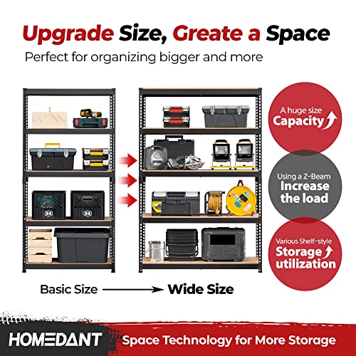 HOMEDANT Z-beam 5 Tier Laminated Heavy Duty Garage Storage Adjustable Wide Size Metal Shelving Unit Utility Rack Shelves Organization Multipurpose Shelf Shed Warehouse 47.7"W x 18.2"D x 71.3"H 1Pack